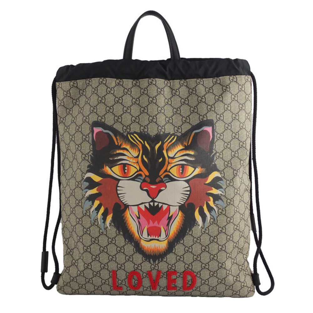 Gucci Angry Cat Gg Supreme Backpack Beige Black - Gem